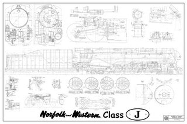 Poster Black And White J Class Technical Drawing Virginia Museum Of Transportation Inc
